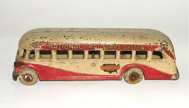 Rare Arcade National Trailways Cast Iron Toy Bus NO RESERVE (DP)