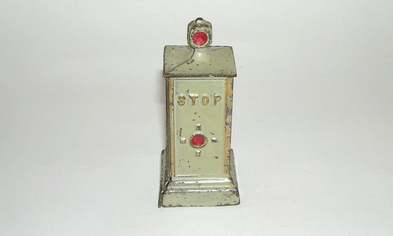 Dent Small Size Cast Iron Stop Sign Bank - Nice!