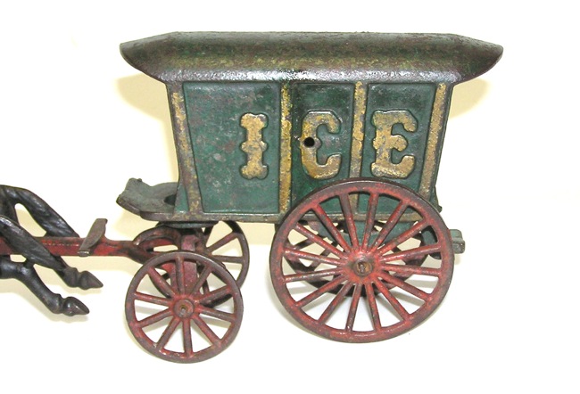 Early Hubley Cast Iron Horse Drawn Ice Wagon NO RESERVE