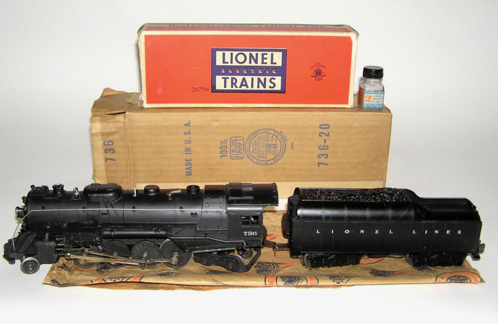 High Grade 1950s Lionel 736 Loco w/ 2671WX +BOXES