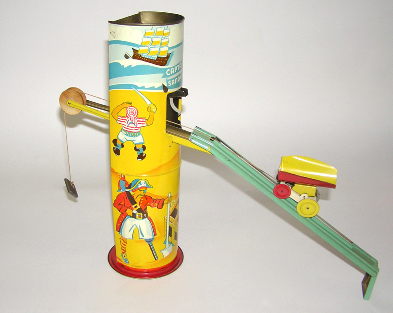 Wonderful Vintage Wolverine Captain Sandy Andy # 63c Tin Sand Toy OB