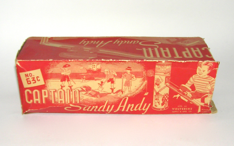 Wonderful Vintage Wolverine Captain Sandy Andy # 63c Tin Sand Toy OB