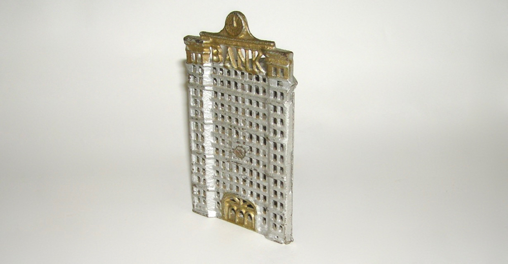 Hubley "Triangular Building" Cast Iron Bank