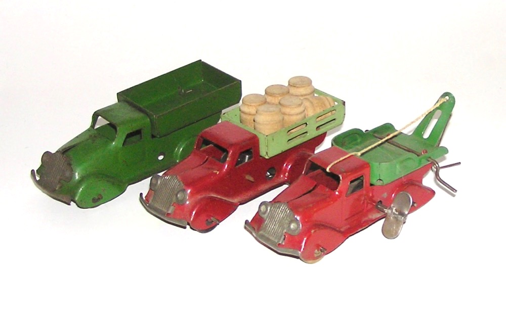 Lot of (3) Marx Pressed Steel Trucks - Two Wind-Up