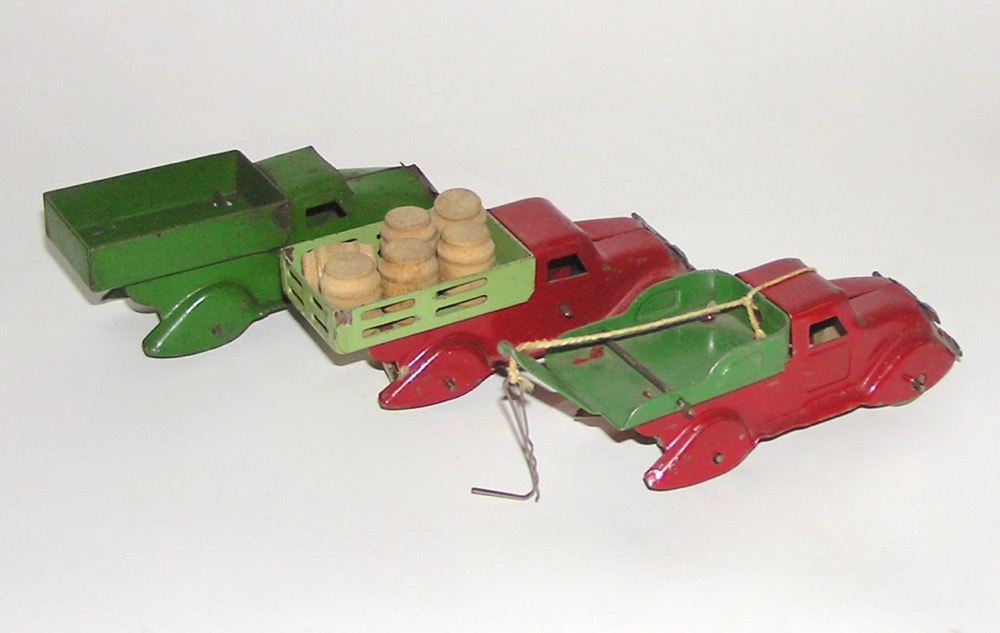Lot of (3) Marx Pressed Steel Trucks - Two Wind-Up